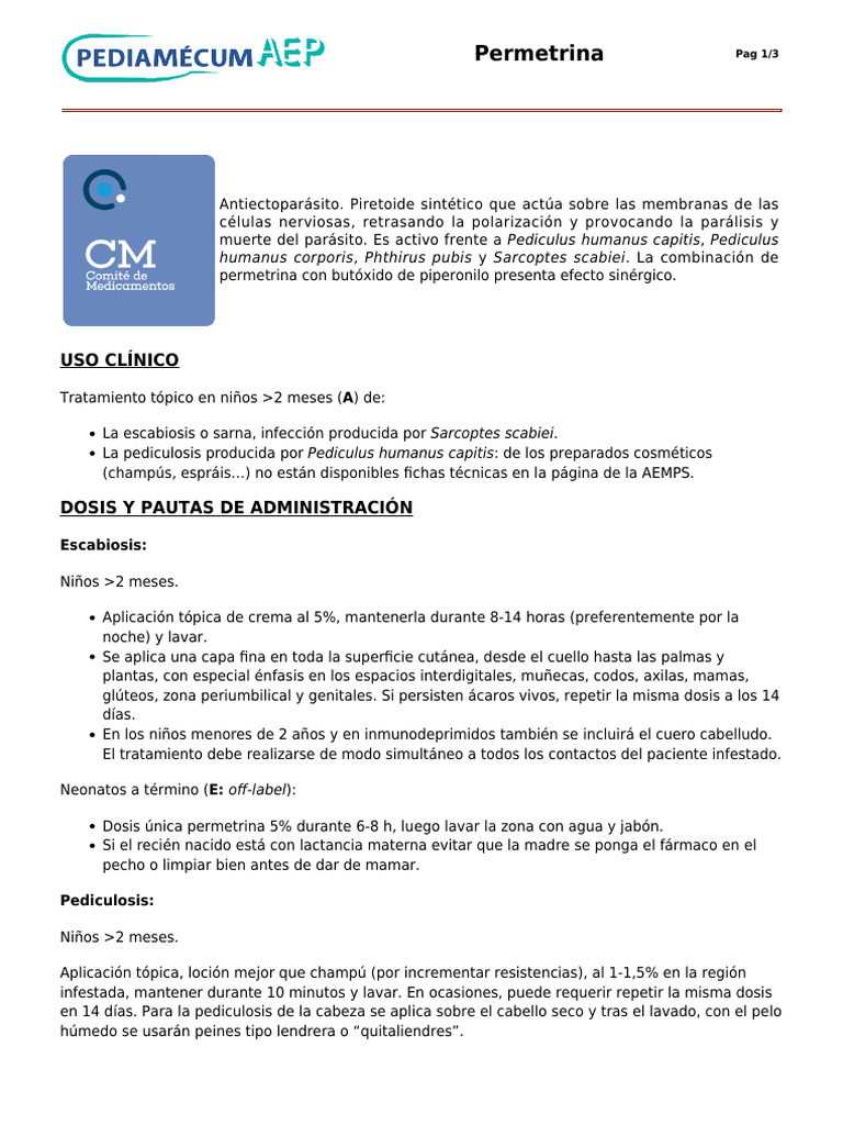 Permetrina | PDF | Especialidades Medicas