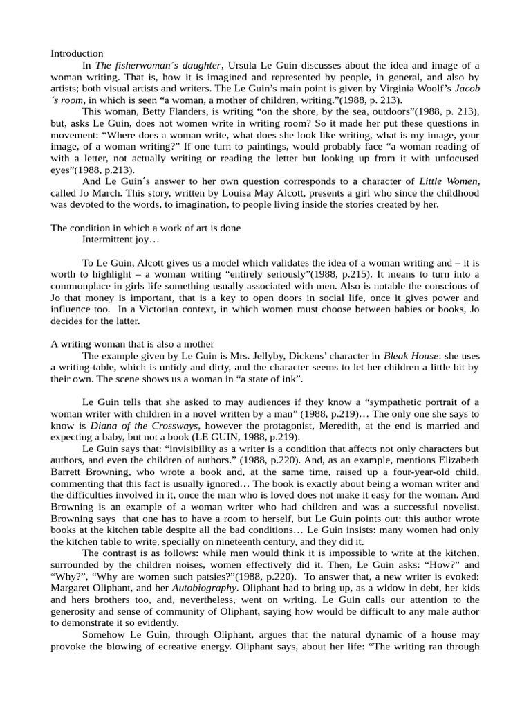 Fichamento Ursula Le Guin The Fisherwoman's Daughter | PDF | Little Women