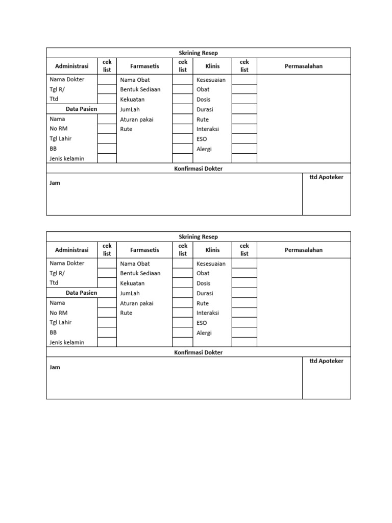 Skrining Resep | PDF Skrining Resep | PDF