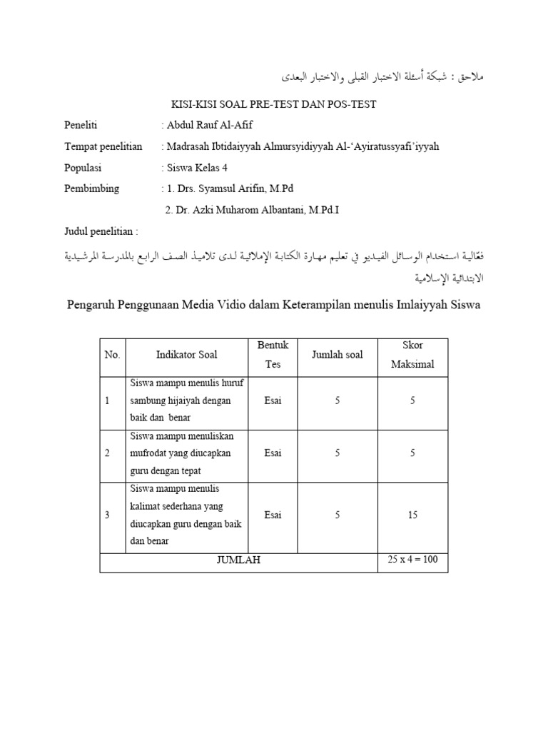Soal Pre-Test, Post-Test | PDF
