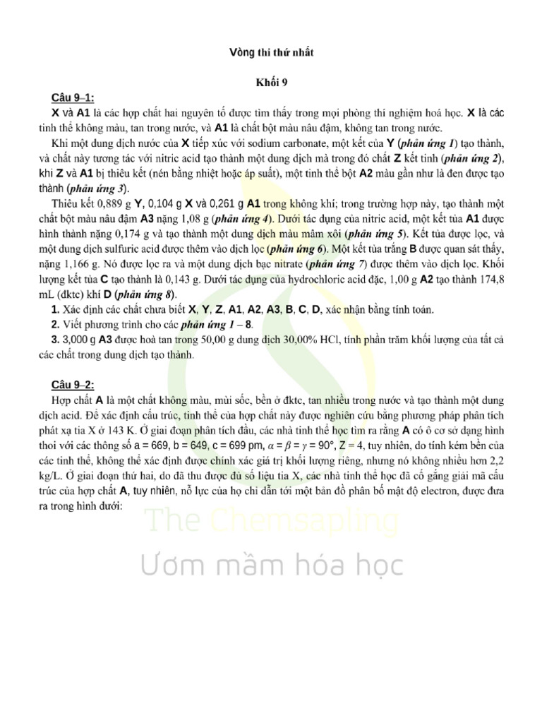 De Thi Vong Chung Ket Olympiad Hoa Hoc Nga 2023 | PDF