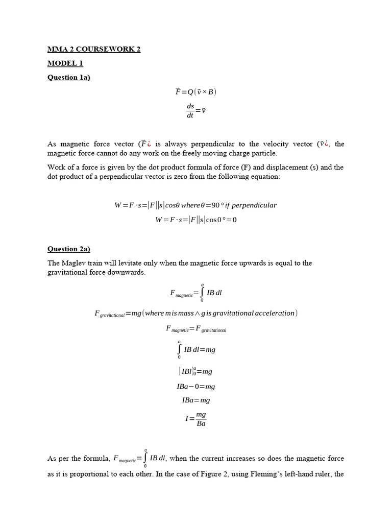Mma 2 Coursework 2 | PDF | Force | Eigenvalues And Eigenvectors