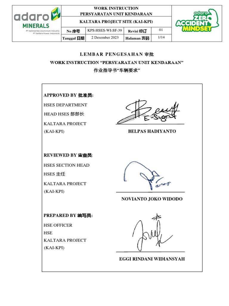 Kps-hses-wi-sf-39 Wi Draft Persyaratan Unit Kendaraan 车辆单位要求 t | PDF