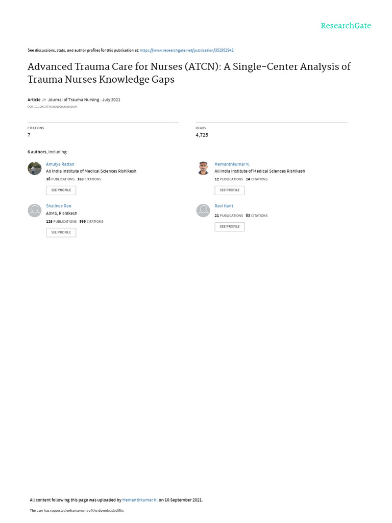 Advanced Trauma Care For Nurses ATCN A.10 | PDF | Shock (Circulatory ...