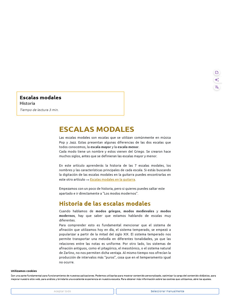 Historia de Las Escalas Modales | PDF | Modo (música) | Escala (música)