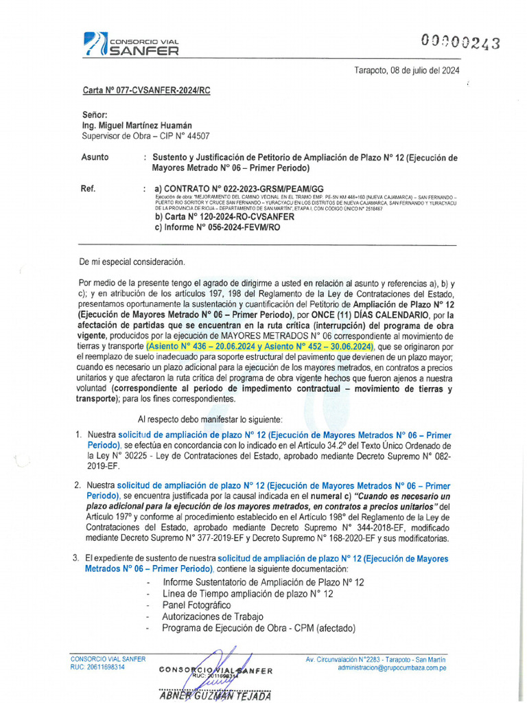Modelo de Carta de Solicitud de Ampliacion de Plazo | PDF