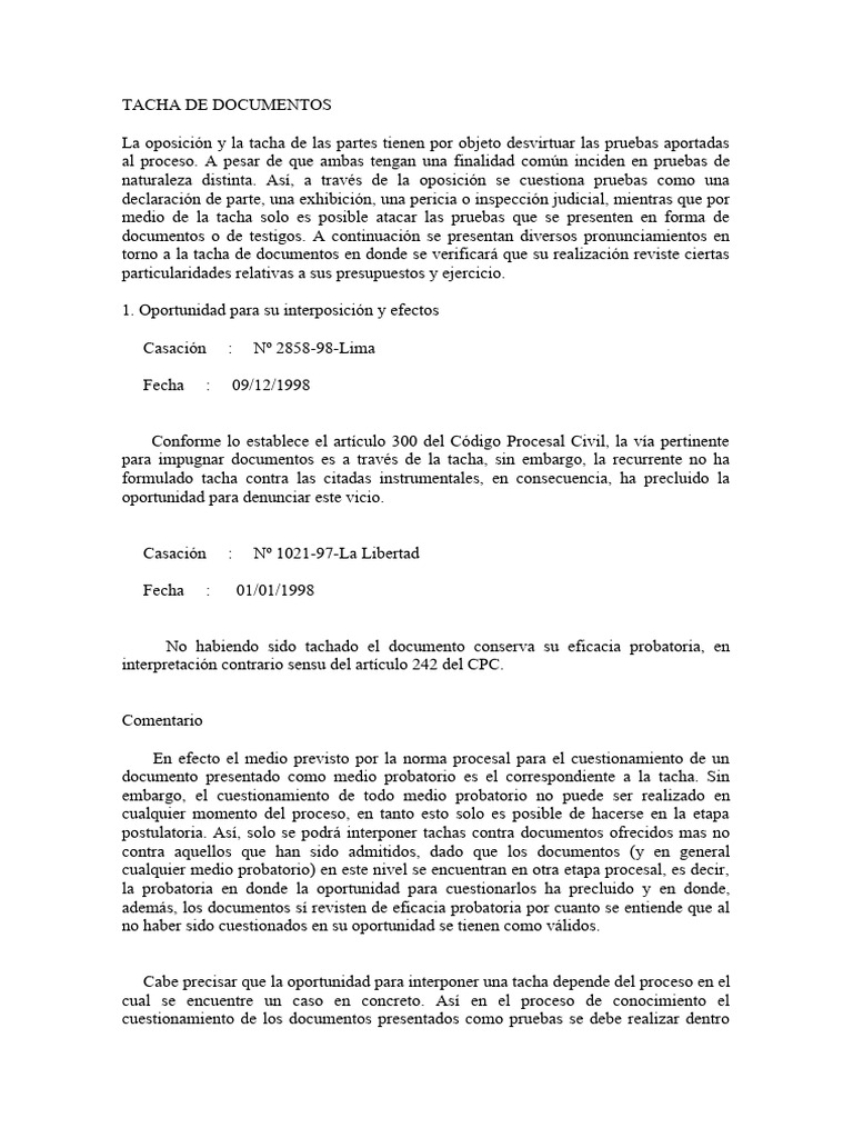 Tacha de Documentos | PDF | Ley procesal | Judicaturas