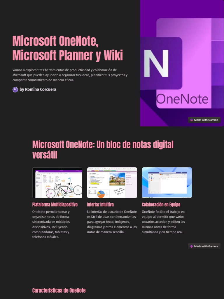 Microsoft OneNote Microsoft Planner y Wiki | PDF | Wiki | Software