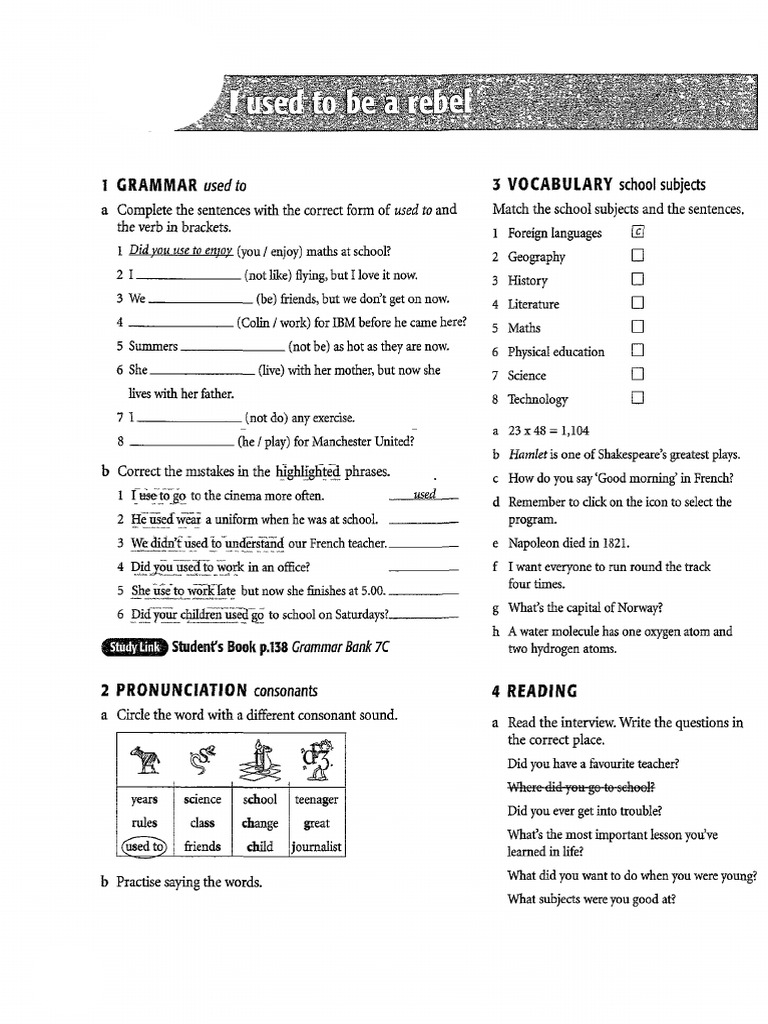 Used to Grammar | PDF