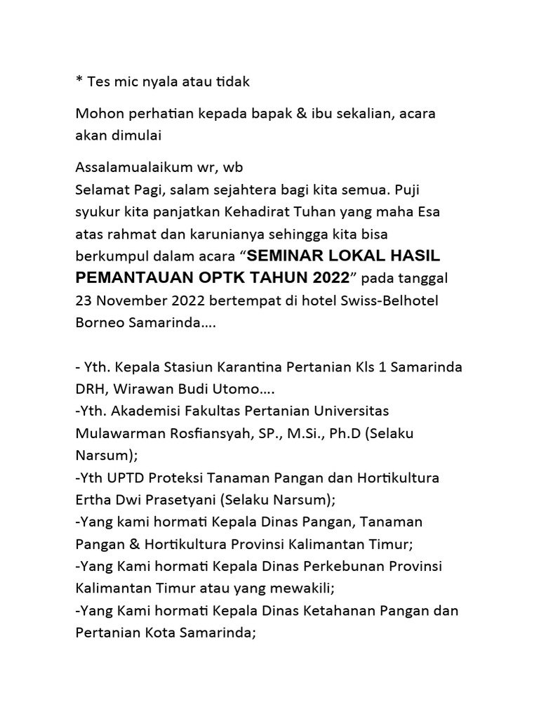 Seminar Hasil Pemantauan OPTK 2022 | PDF