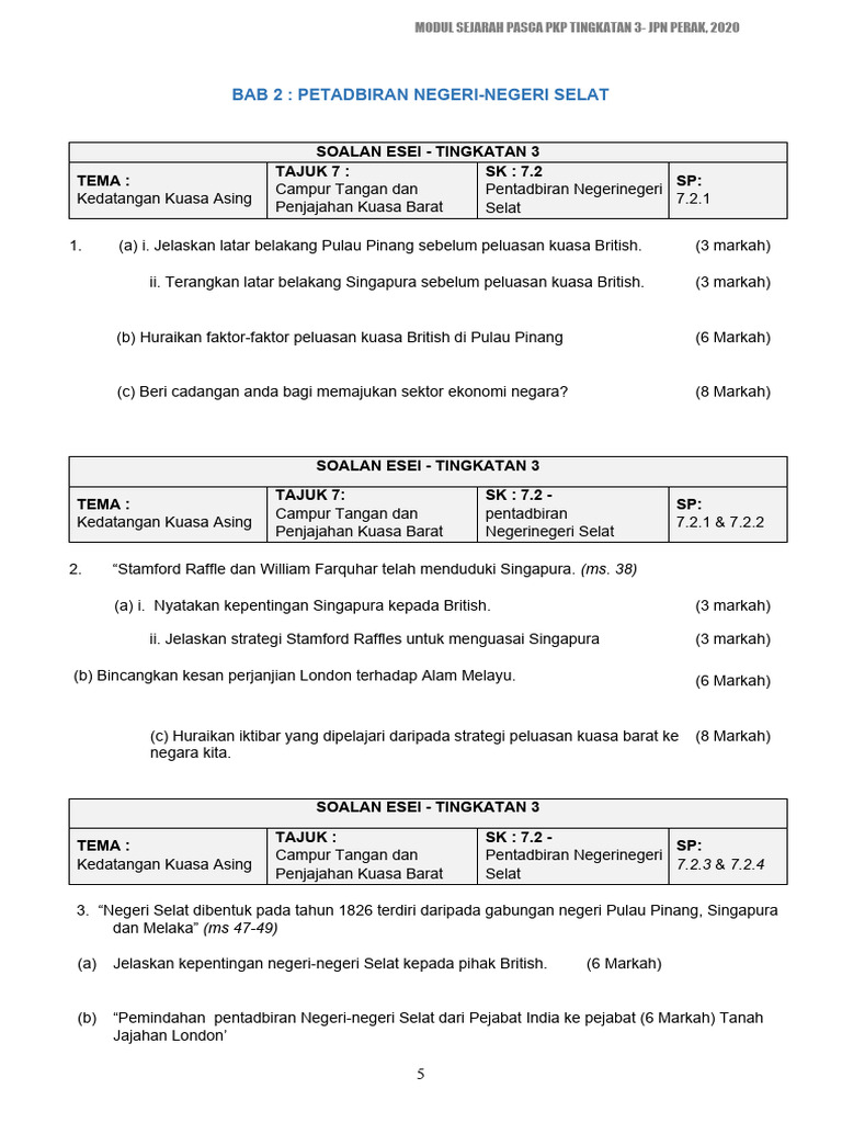Esei Tingkatan 3 - BAB 2 | PDF