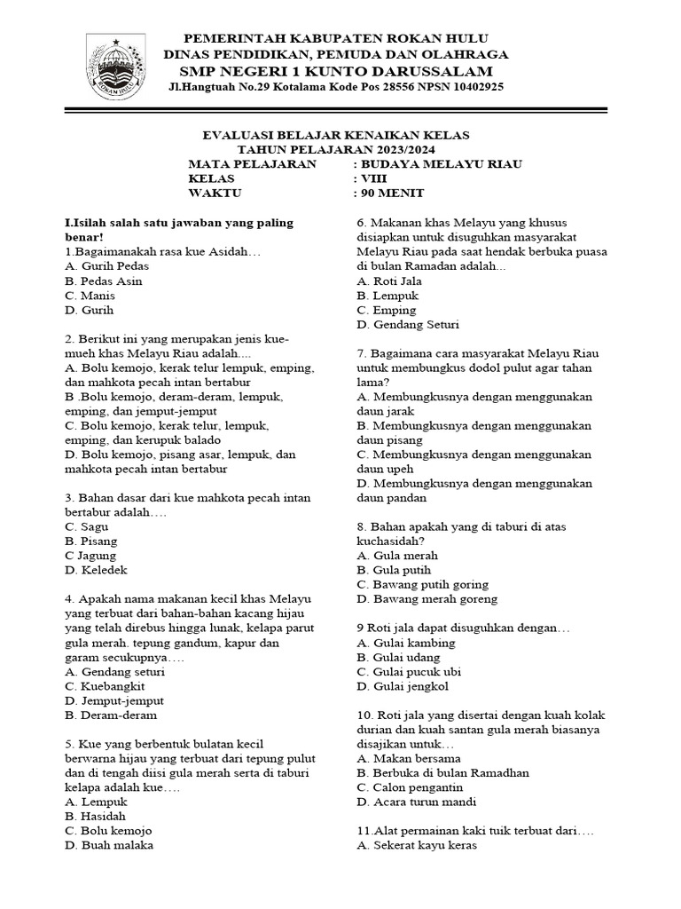 Soal BMR Kelas 3 SMP | PDF