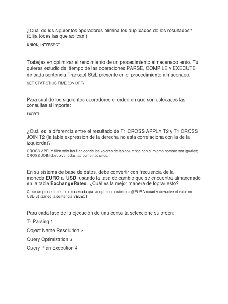 EXAMEN 1, 2 y 3 MODULO 5 Corregido | PDF | Servidor SQL de Microsoft | SQL