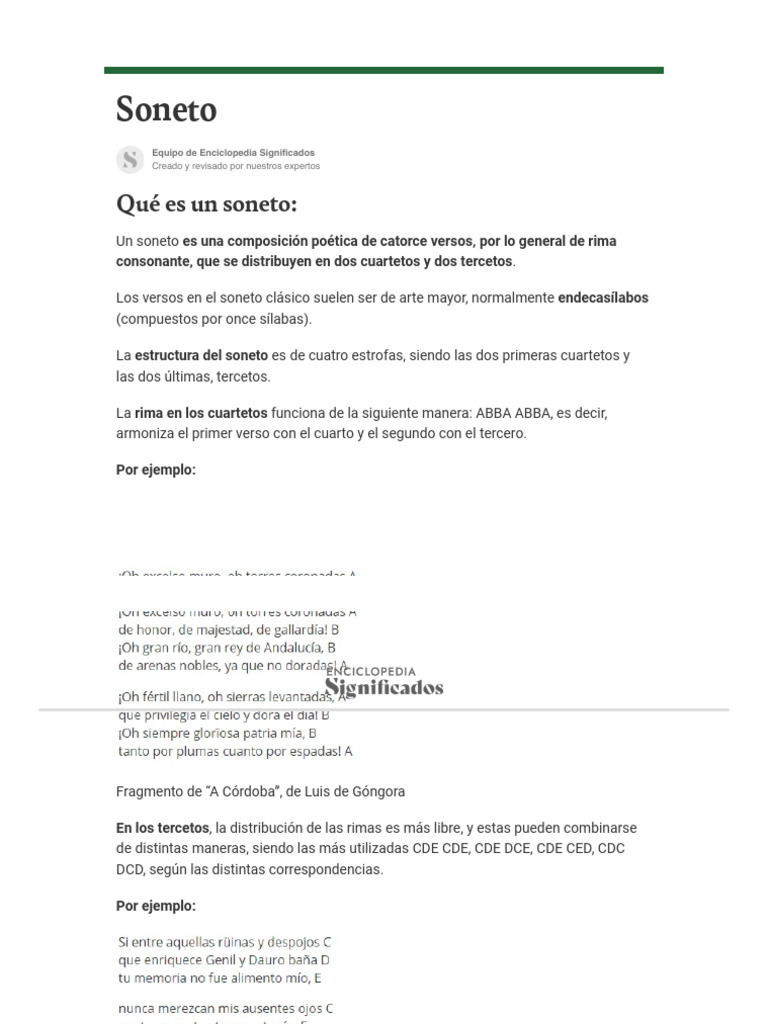 Qué Es Un Soneto (Estructura, Definición y Ejempl | PDF | Sonetos ...