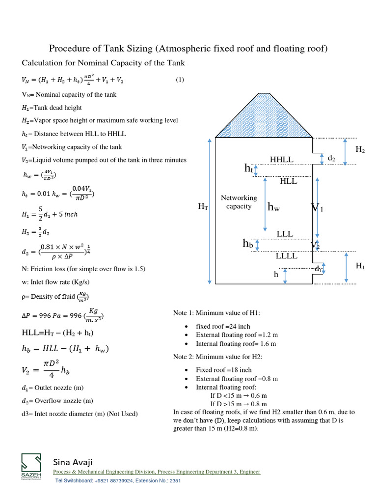 Practical Tank Sizing Example | PDF | Mechanical Engineering