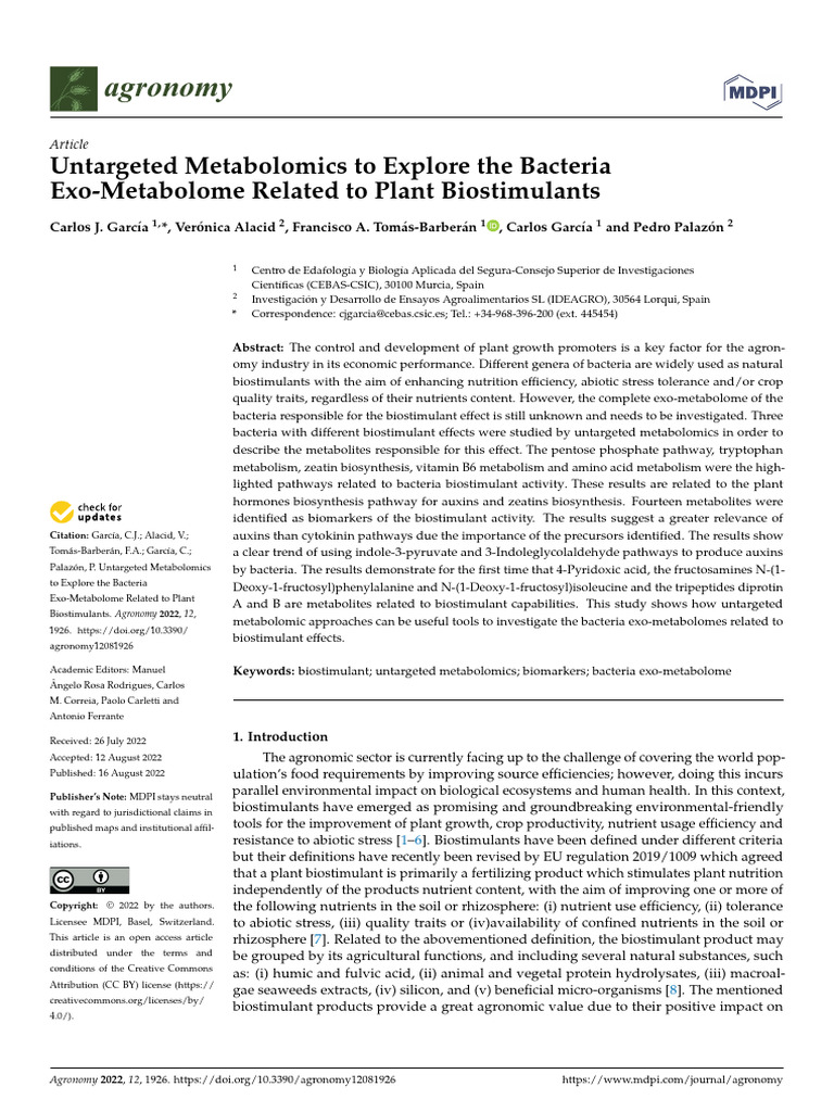 Untargeted Metabolomics To Explore The Bacteria Ex | PDF | Principal ...