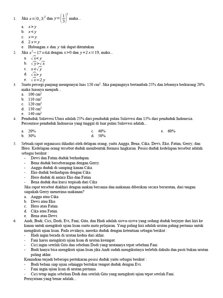 Latihan Soal TPA Juni 2024 Pembahasan | PDF
