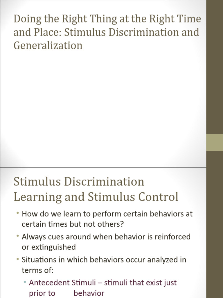 Stimulus Discrimination | PDF | Reinforcement | Psychological Schools