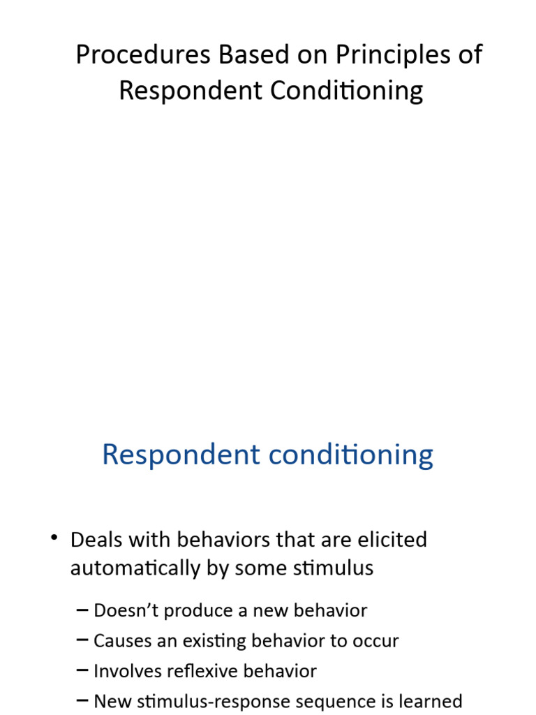 Respondent Conditioning | PDF | Classical Conditioning | Psychological Schools