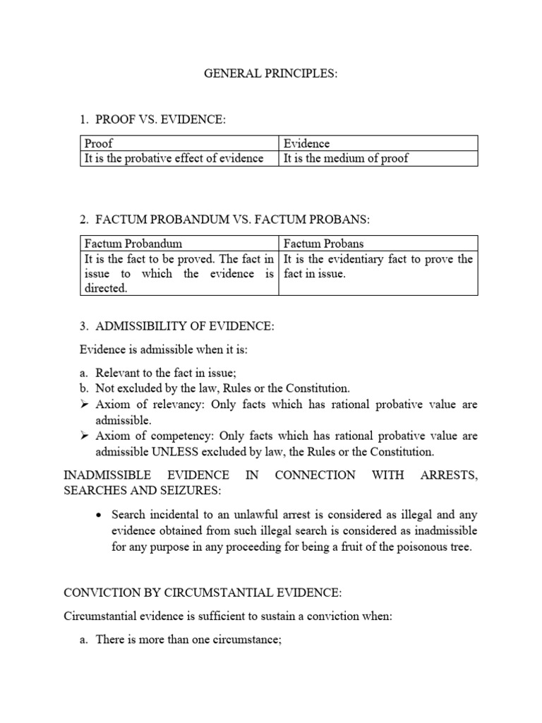 GENERAL PRINCIPLES | PDF | Burden Of Proof (Law) | Evidence (Law)