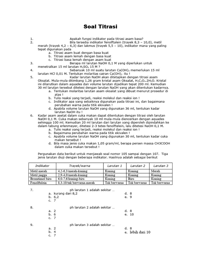 Soal Titrasi | PDF