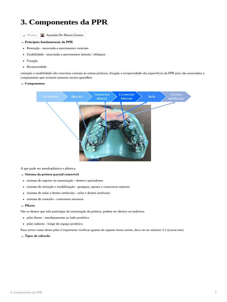 Componentes Da PPR | PDF | Prótese | Dente humano
