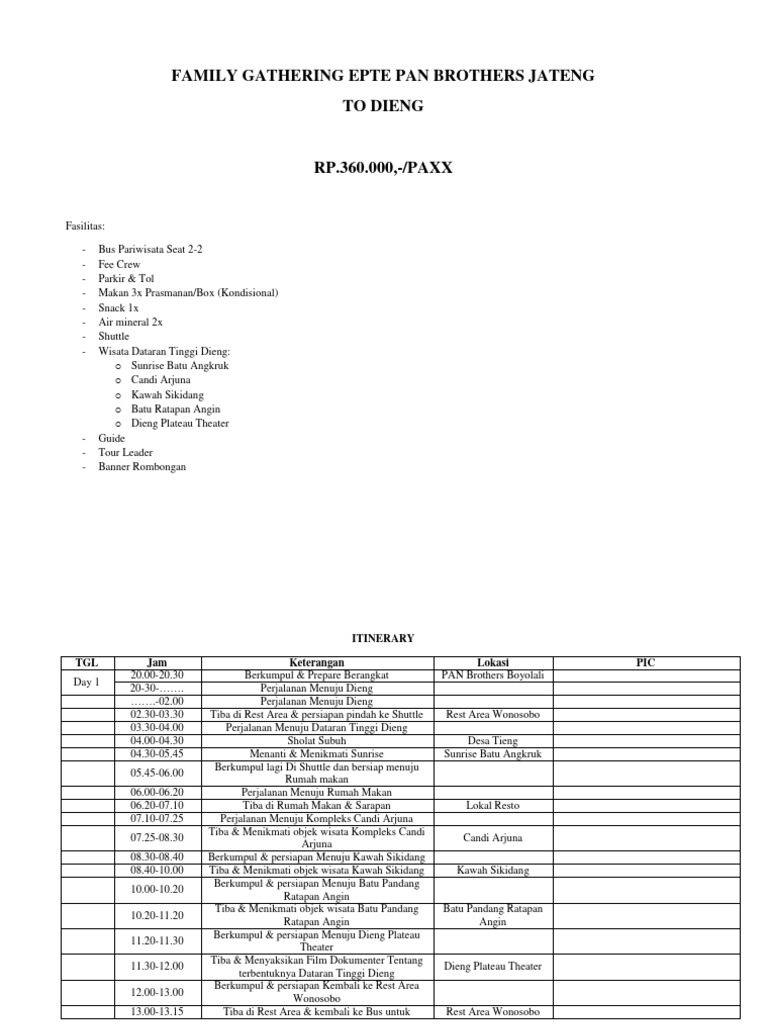 Rundown Dieng | PDF