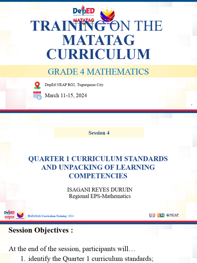 Walkthrough On Matatag Curriculum - MATH4 - Session4 | PDF | Curriculum | Learning
