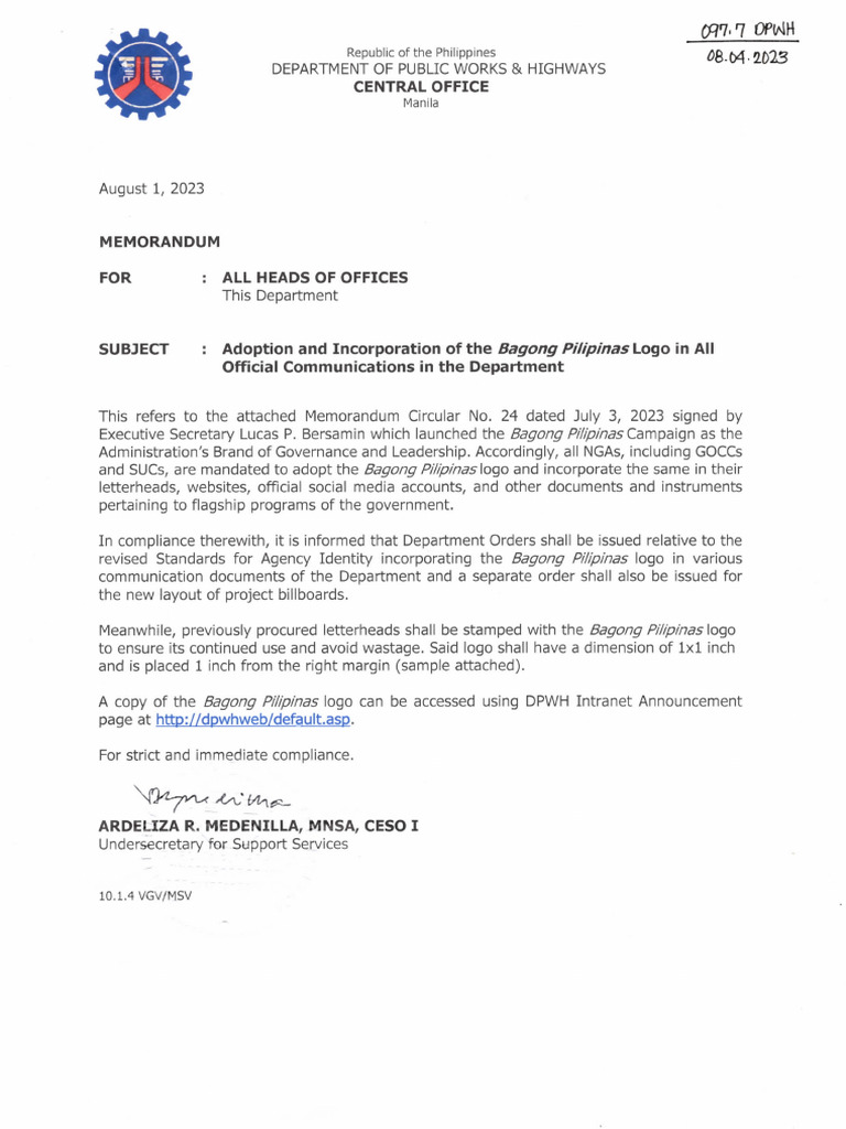 Adoption and Incorporation of The Bagong Pilipinas LOgo in All Official ...