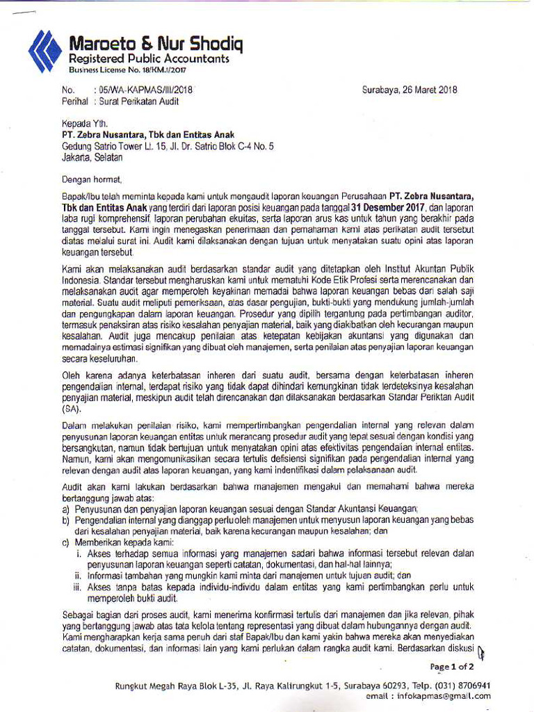 Surat Perikatan Audit | PDF