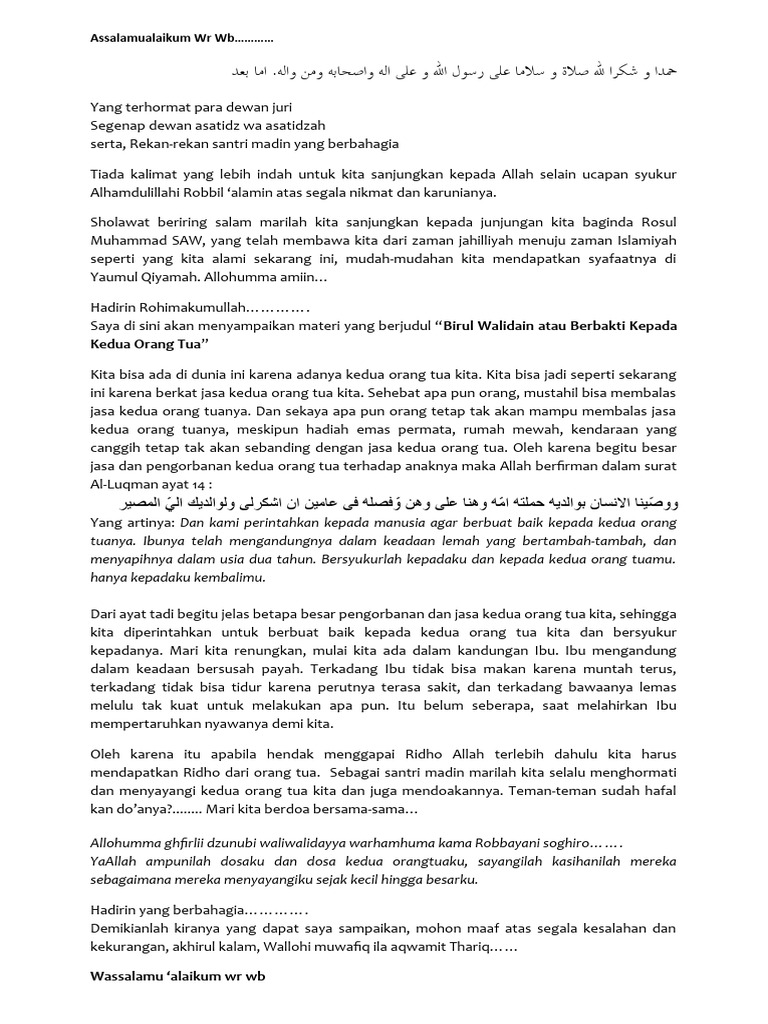 Pidato Birrul Walidain Revisi | PDF