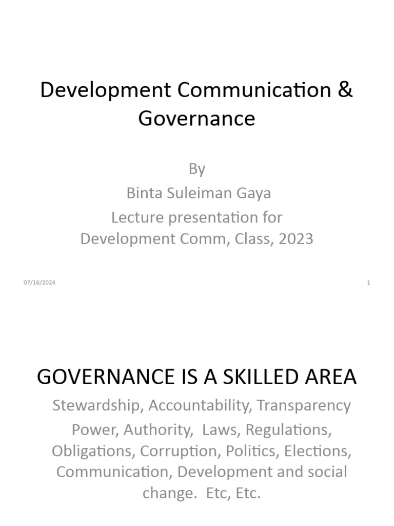 Development Communication & Governance | PDF | Governance | Good Governance
