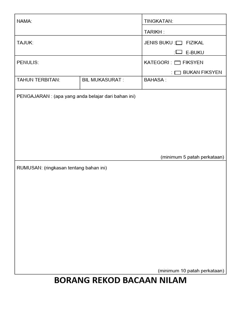 Borang Rekod Nilam Ains | PDF