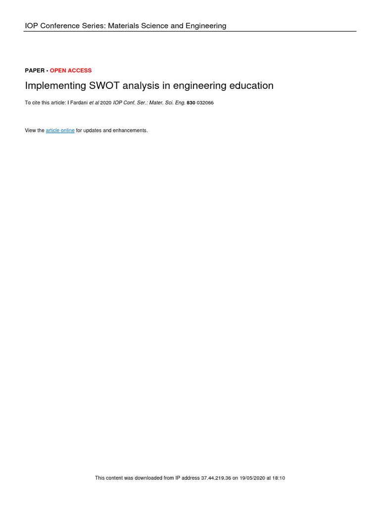Implementing_SWOT_analysis_in_engineering_educatio (1) | PDF | Swot ...