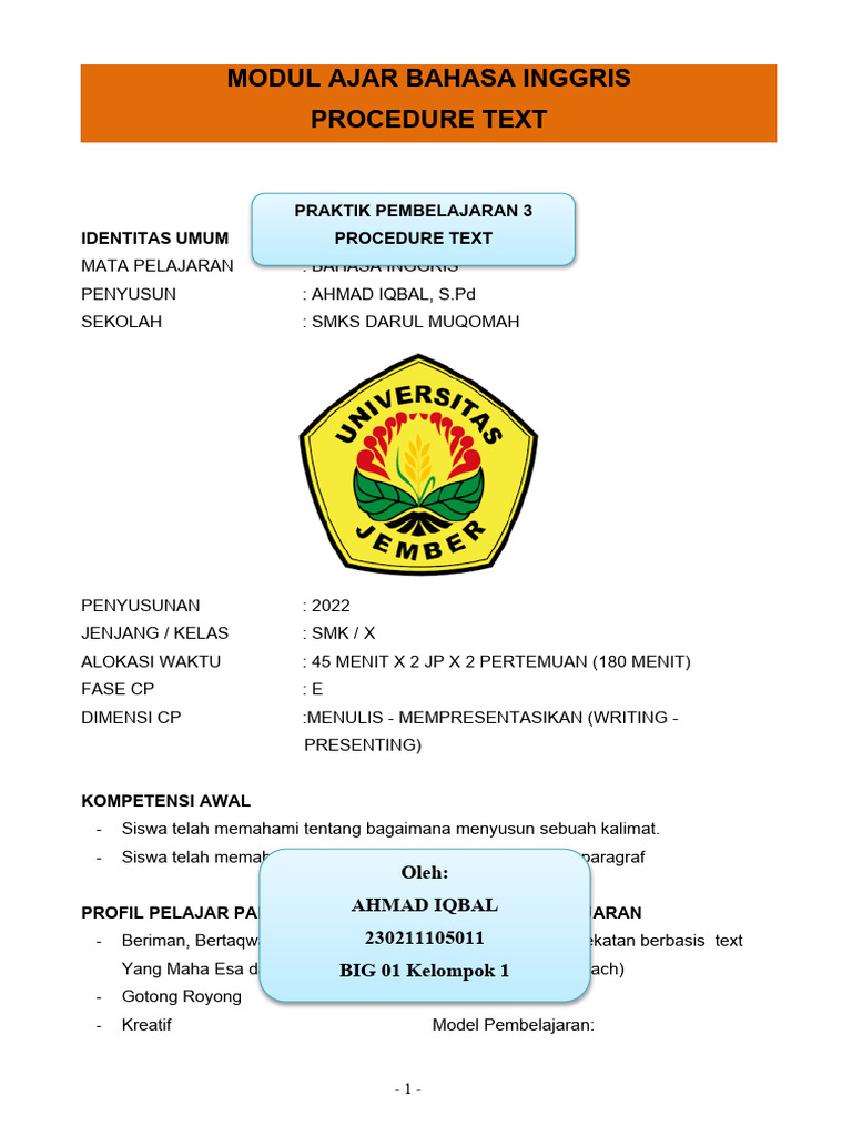 MODUL 3 Procedure Text | PDF