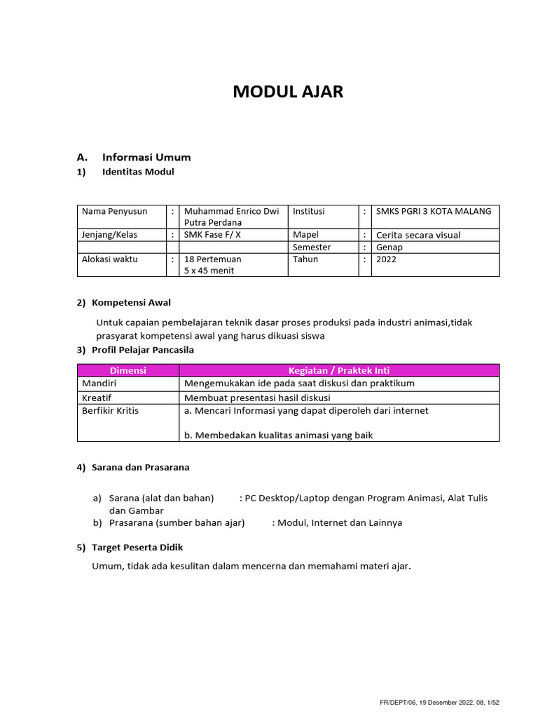 Modul Ajar Animasi Advance | PDF | Seni | Komputer