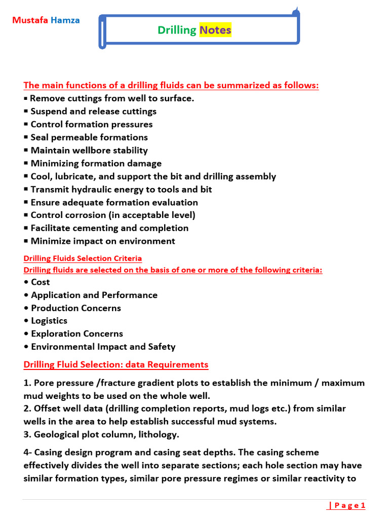 Drilling Notes 1720836840 | PDF | Oil Well | Casing (Borehole)