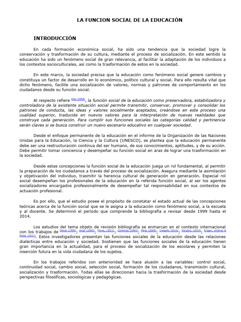 Función Social de la Educación: Análisis Teórico | PDF | Sociedad ...