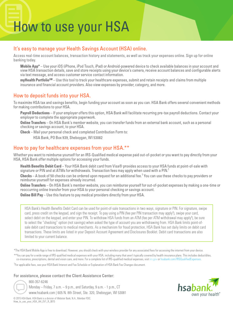 Guide to Managing Your HSA Online | PDF | Health Savings Account ...