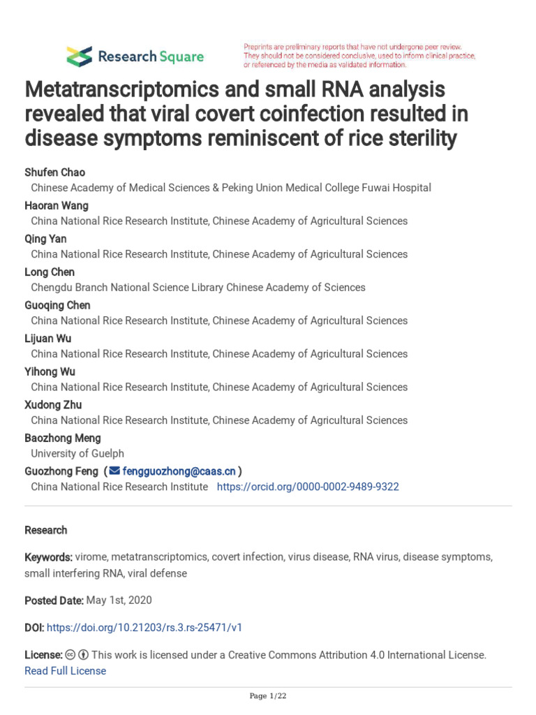 Metatranscriptomics and Small RNA Analysis Revealed That Viral Covert Coinfection Resulted in ...