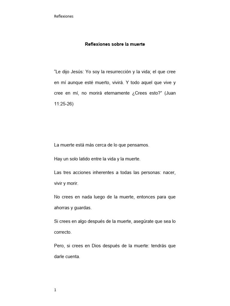 Reflexiones sobre la muerte y la vida | PDF | Dios | Muerte
