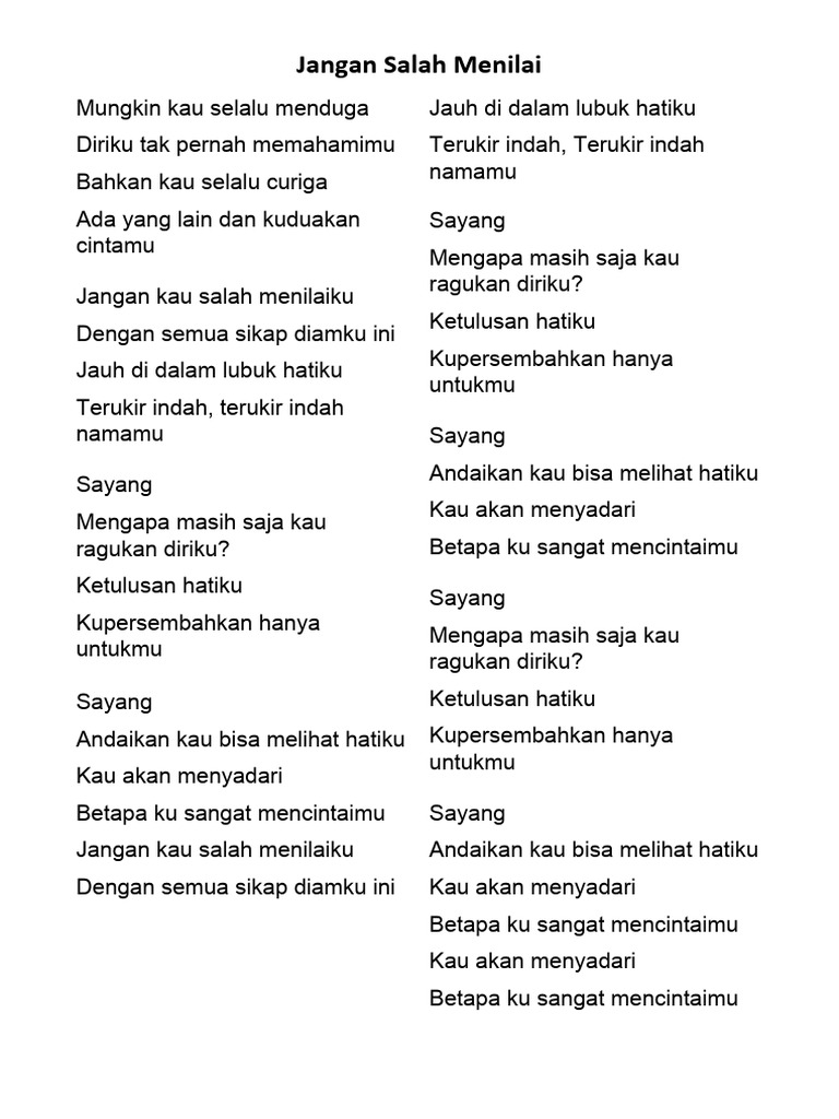 Jangan Salah Menilai Cintaku | PDF