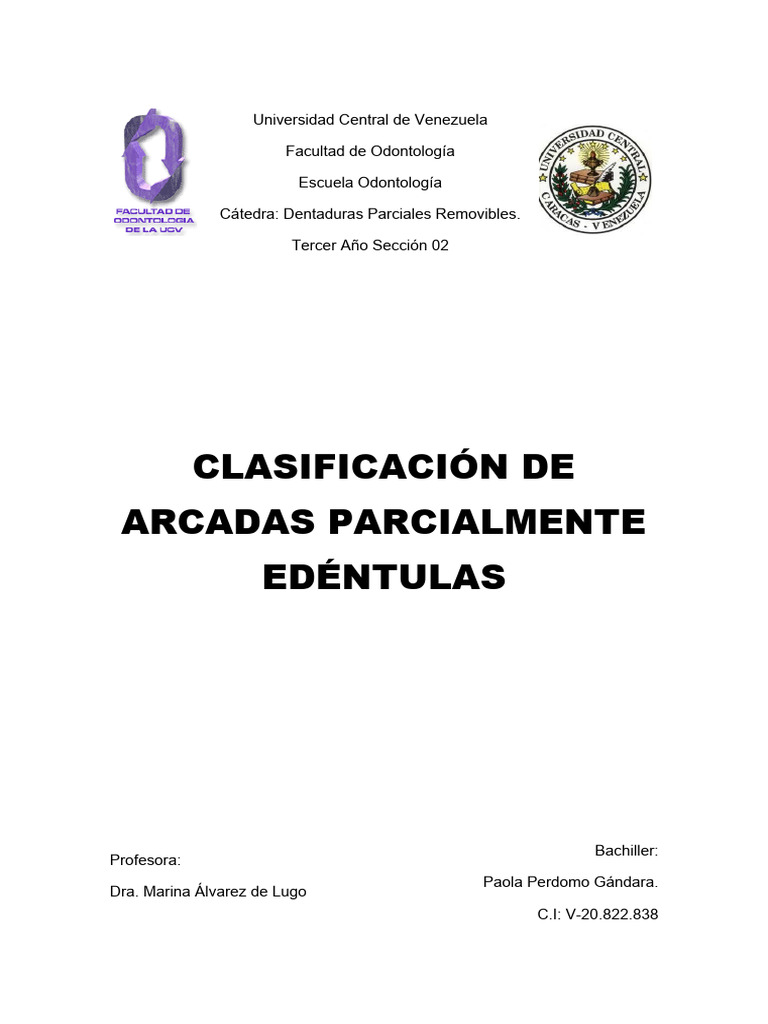 Clasificación de Arcadas Parcialmente Edéntulas | PDF | Relaciones ...
