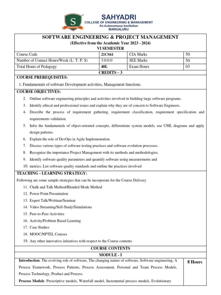 VI - Sem - ISE - Syllabus - 2021 Scheme | PDF | Apache Hadoop | Artificial Intelligence
