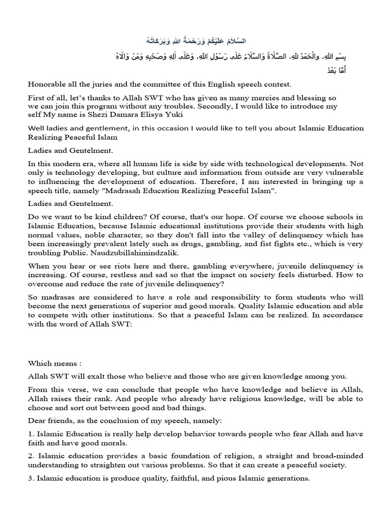 Pidato Islamic | PDF | Knowledge