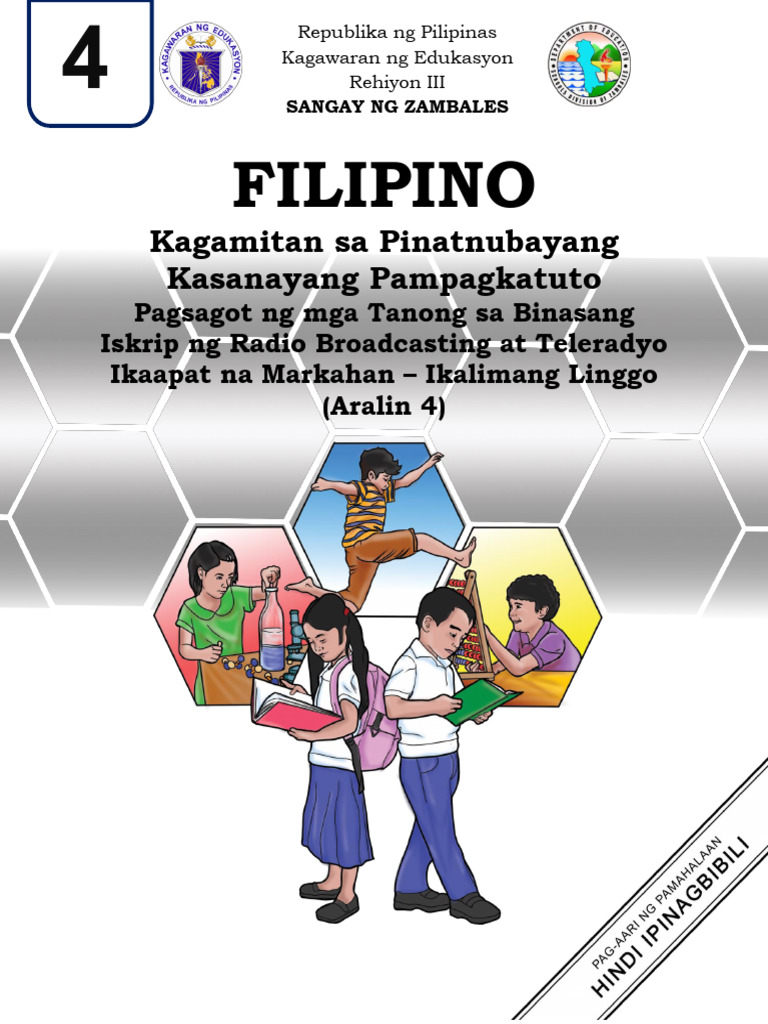 Filipino4 - Q4 - W5 - A4 - Pagsagot NG Mga Tanong Sa Binasang Iskrip NG ...