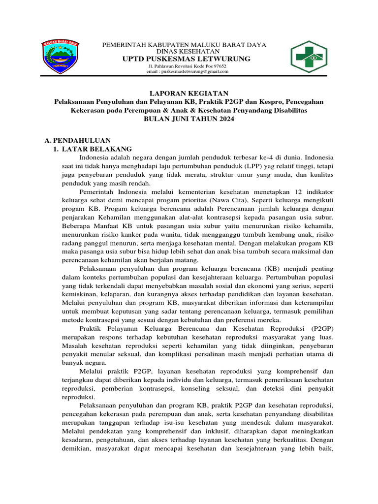 LPT Pelaksanaan Penyuluhan Dan Pelayanan KB, Praktik P2GP Dan Kespro, Pencegahan Kekerasan Pada ...