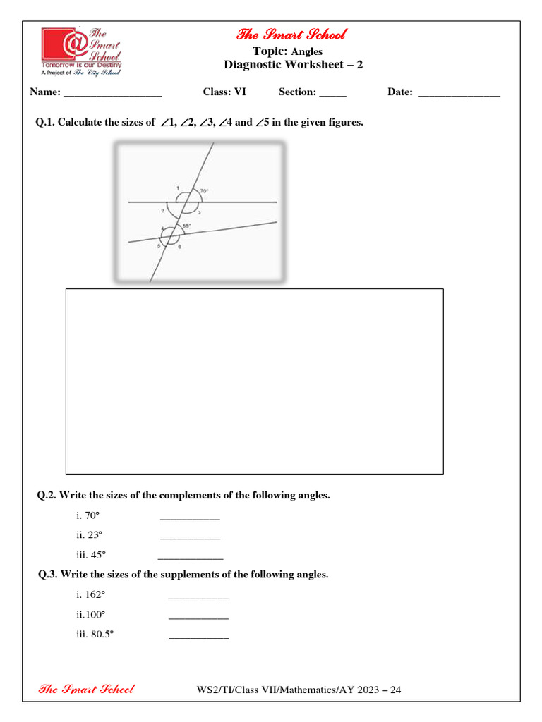 Diagnostic Worksheet 2 Class VII Term I AY 2023-24 | PDF