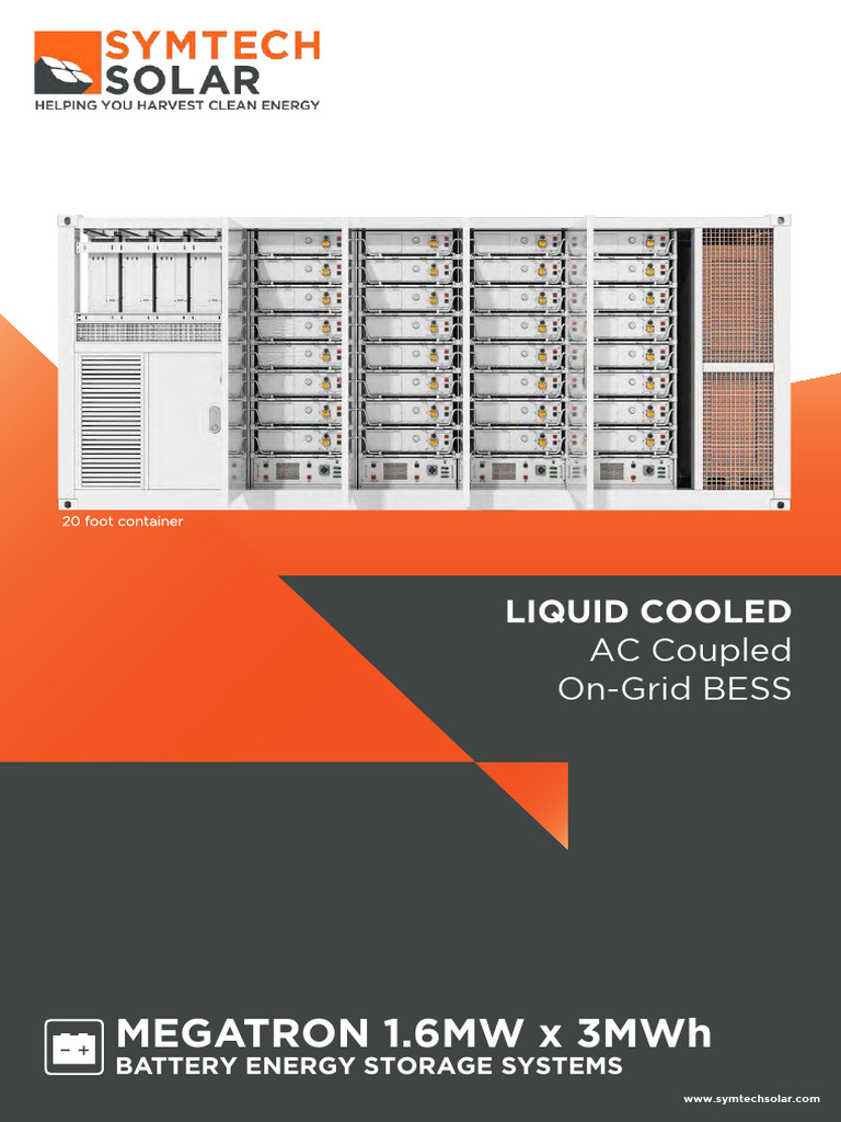 MEGATRON 1.6MW X 3MWh BESS Datasheet 2024 Symtech Solar R 1 | PDF | Energy Storage | Solar Power