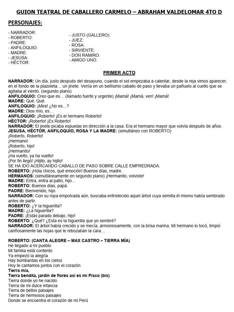 Guion Teatral: El Caballero Carmelo | PDF